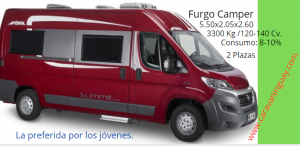 Furgo camper van, la preferida de la juventud. Ágil y versátil.